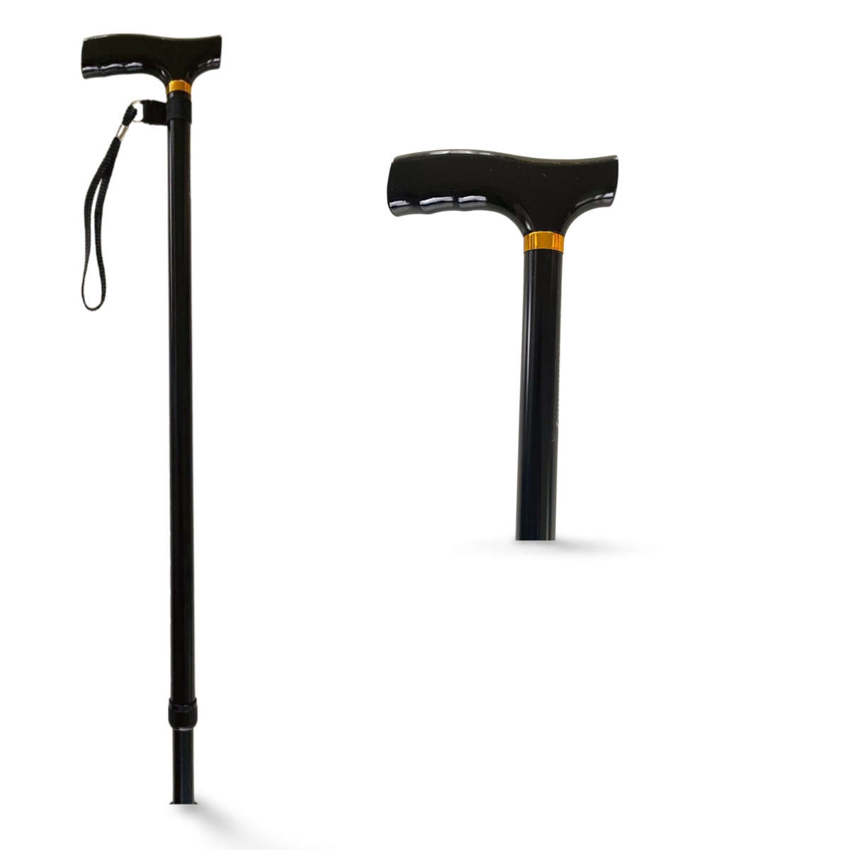 T Handle Walking Stick – Black | Mobility Plus NZ