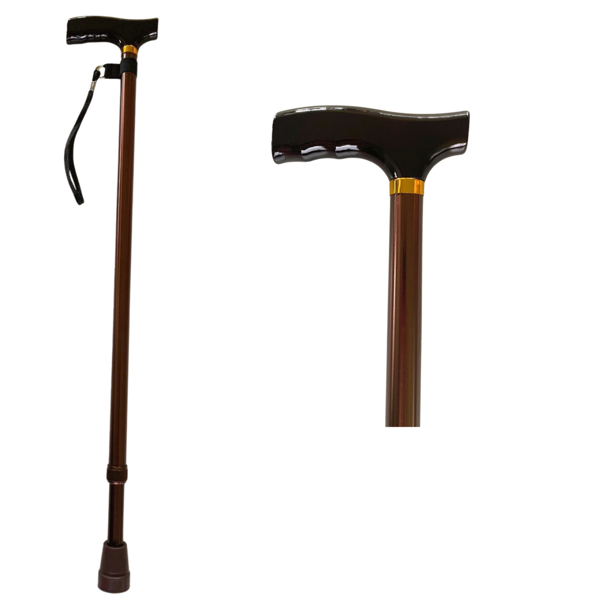 'T' Handle Walking Stick – Black | Mobility Plus NZ