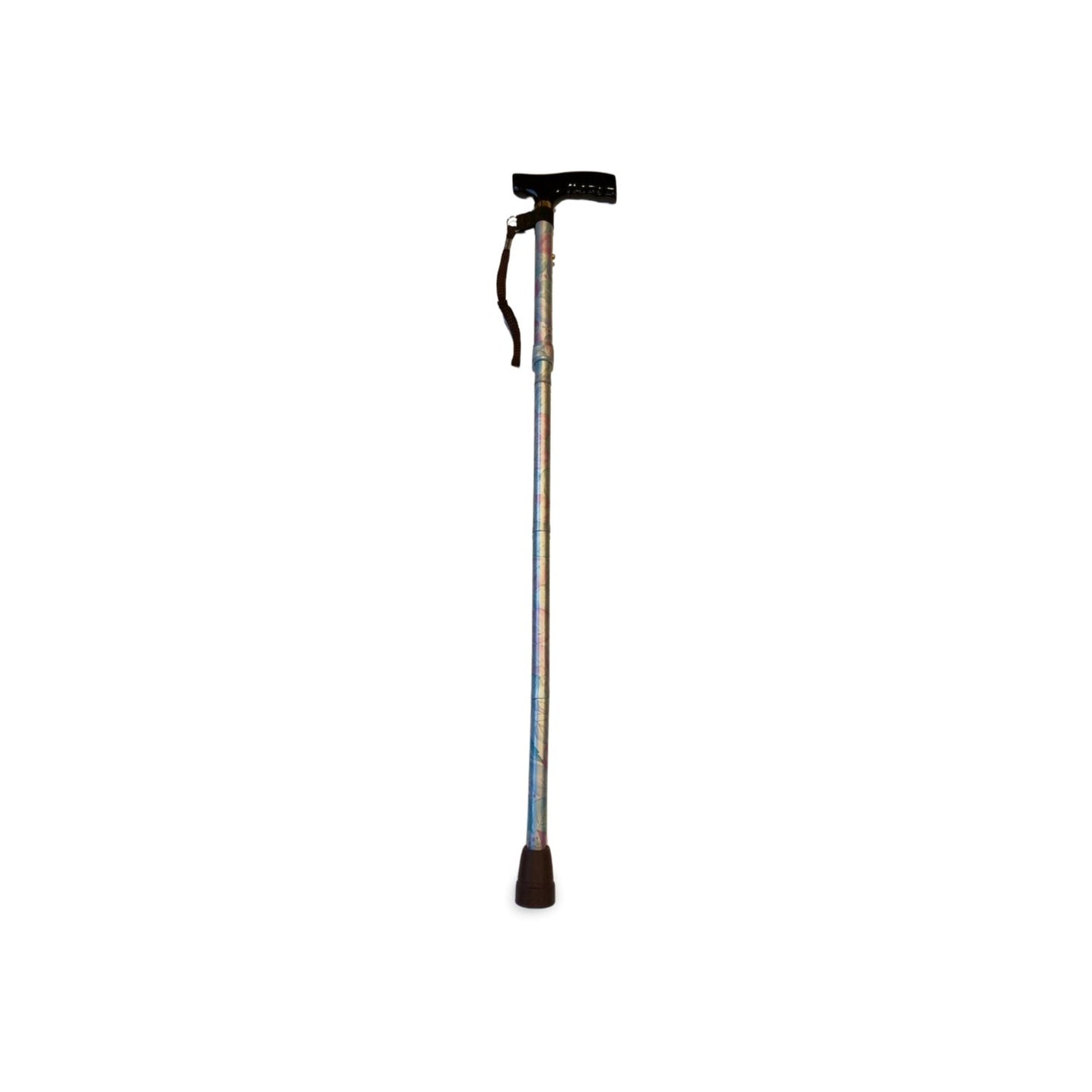 Folding T Handle Cane – Petal Pattern Walking Stick | Mobility Plus NZ