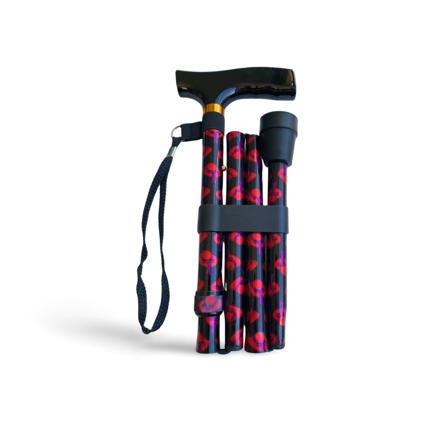 Folding Walking Stick – Red Hat Pattern, Lightweight & Compact ...