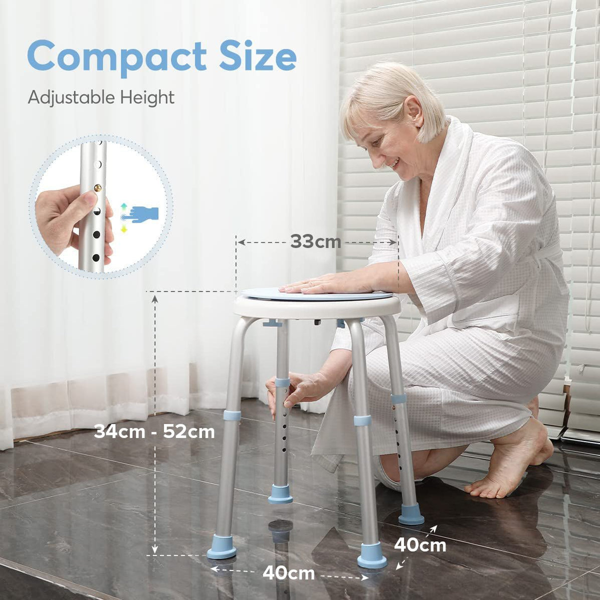 Rotating Shower Stool – Safe Compact Seat | Mobility Plus NZ