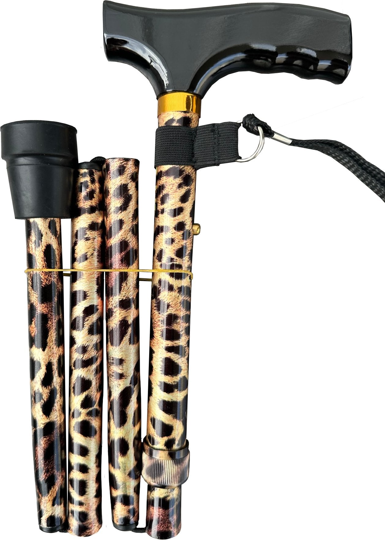 Folding Walking Stick – Leopard Print Pattern | Mobility Plus NZ